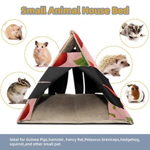 Cherry Pattern, Hamster House Habitat Bed for Small Animal Hamster Gerbils Chipmunks Squirrels Hedgehogs Guinea Pigs Habitat Decor