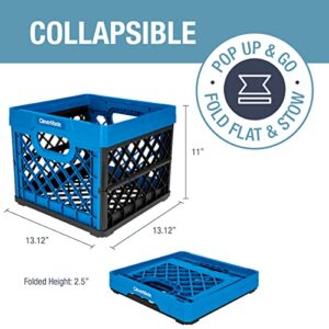 CleverMade 45L Collapsible Storage Bins, Black, 3 Pack & Milk Crates, 25L Plastic Stackable Storage Bins CleverCrates Utility Folding Baskets, Pack of 3, Blue