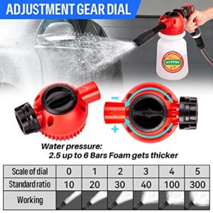 New Rotary Dial 16 IN 1 Car Wash Foam Gun,Foam Cannon, Adjustable Hose Wash Sprayer with 2.5-6 Bars Foam Blaster, with Nozzles,Wash Mitten &Towel,for Car Cleaning& Garden Use with 1/2” Quick Connector