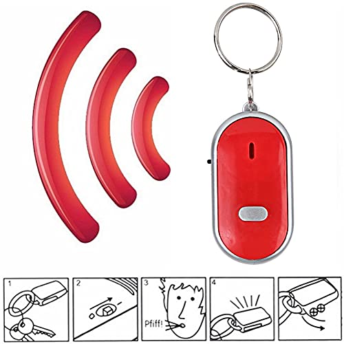 Key Locator, Whistle Key Finder Item Locator Key Chain Locator Voice Control Anti lost Device for Phone Key Chain Wallet Luggage(red)