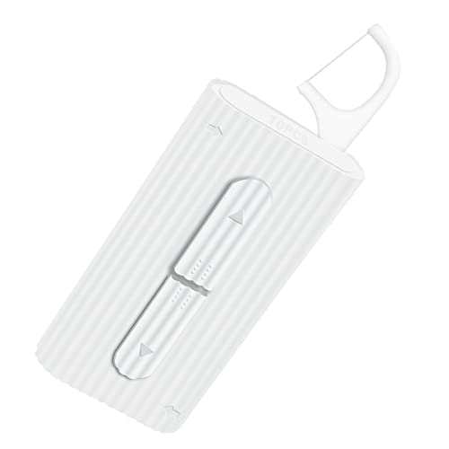 White Dental Floss Portable Case, Storage 10 Picks Adult Floss in Box. The Best Tool for Cleaning Teeth and Oral Care. Portable Travel Floss is Perfect for Dinners,Dating,Travel,Hotels.(White)