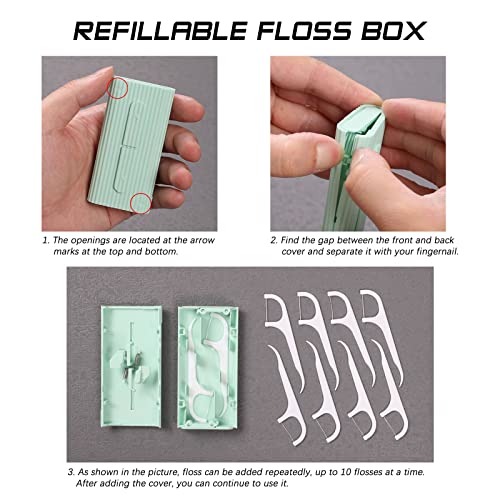 White Dental Floss Portable Case, Storage 10 Picks Adult Floss in Box. The Best Tool for Cleaning Teeth and Oral Care. Portable Travel Floss is Perfect for Dinners,Dating,Travel,Hotels.(White)