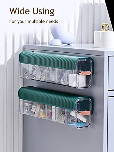 Socks Underwear Wall Mount Drawer Organizer, Switchable 6 Cell Drawer Acrylic Organizers Self-Adhesive Anti Dust Storage Boxes for Clothes Socks Lingerie Underwear Ties (Green)