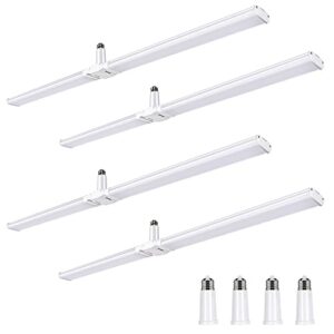 4 pack 4ft led shop light, deformable led shop light, e26 base easy installstion shop lights fixture, 6000lm, 50w [250w equivalent], 5000k daylight shop lights for garages, workshops, basements, etl