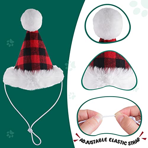 Christmas Dog Bandanas 3 Piece Dog Santa Hat Scarf Bow Tie Set Buffalo Plaid Bib Costume for Pet Christmas Outfit for Small Medium Dogs Cats