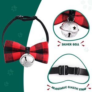 Christmas Dog Bandanas 3 Piece Dog Santa Hat Scarf Bow Tie Set Buffalo Plaid Bib Costume for Pet Christmas Outfit for Small Medium Dogs Cats