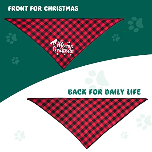 Christmas Dog Bandanas 3 Piece Dog Santa Hat Scarf Bow Tie Set Buffalo Plaid Bib Costume for Pet Christmas Outfit for Small Medium Dogs Cats