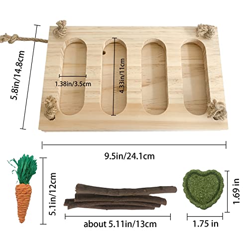 MUYG Rabbit Hay Feeder Bunny Wooden Hays Rack Small Animals Manger Grass Holder Less Wasted Food Dispenser for Guinea Pig Chinchilla 9.4''x5.7''(10Pcs)