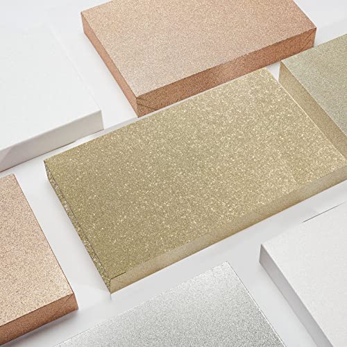 UNIQOOO 12Pcs Luxurious Gold, Silver, Rose Gold, White Christmas Shirt Boxes, High Shine, Embossed Glitter Gift Boxes with Lid For Clothing, Holiday Party, Apparel Gift Wrap Packaging, 14.5x9.5x2 Inch