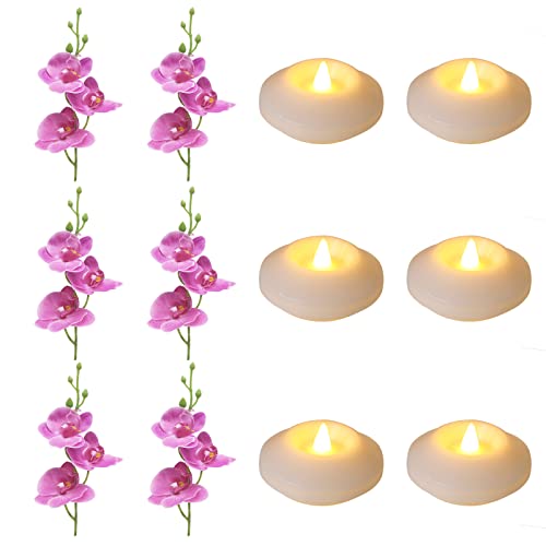 LARDUX12 PCS Artificial Flowers & 12 PCS Floating Candles