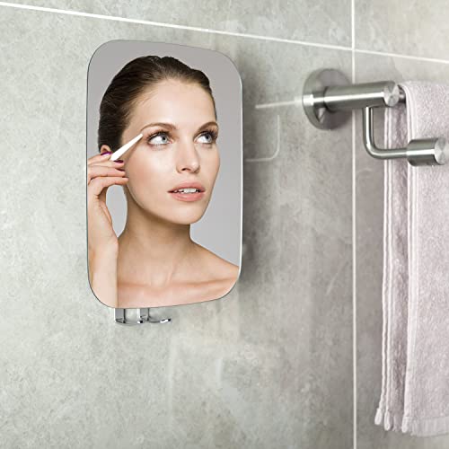 Shower Mirror for Shaving, Wall Mounted Makeup Mirror,Adjustable Angle Bathroom Mirror with Holders Razors