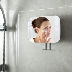 Shower Mirror for Shaving, Wall Mounted Makeup Mirror,Adjustable Angle Bathroom Mirror with Holders Razors