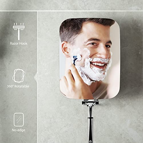 Shower Mirror for Shaving, Wall Mounted Makeup Mirror,Adjustable Angle Bathroom Mirror with Holders Razors