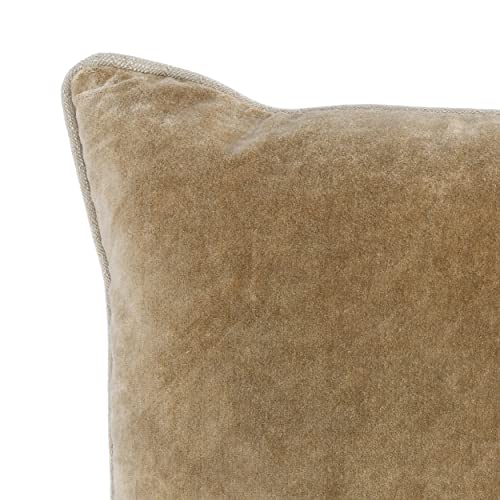 Benjara Hillary 18 Inch Square Velvet Decorative Throw Pillow, Welt Cord, Yellow