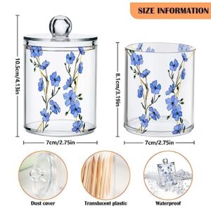 Sletend 2 Pack Plastic Qtips Holder Floral Flower Bathroom Organizer Canisters for Cotton Balls/Swabs/Pads/Floss,Plastic Apothecary Jars for Vanity