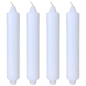 4 Pack Unscented Club Candles 9'' x 1½'' with 7/8'' Base Fits Standard Candle Holder Including The Booklet ''Candle Factoids Trivia & Safety Guidelines'' Made in The USA (White)