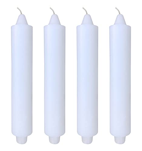 4 Pack Unscented Club Candles 9'' x 1½'' with 7/8'' Base Fits Standard Candle Holder Including The Booklet ''Candle Factoids Trivia & Safety Guidelines'' Made in The USA (White)