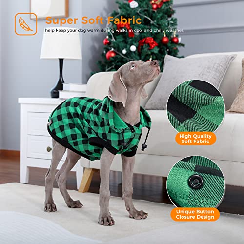 PAWZ Road Dog Coat Plaid Dog Sweater British Style Dog Vest Windproof Dog Jacket Dog Winter Clothes for Small Medium Large Dogs from Size S to 3XLarge-Green Plaid S