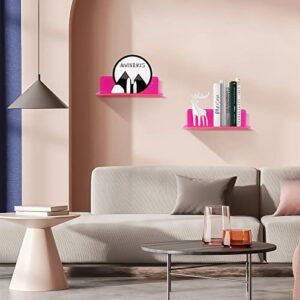 luium Acrylic Floating Shelves 9 inch 4 Pack Adhesive Wall Shelf for Funko Pop Figure, Plant, Speaker, Small Display Wall Shelves for Bathroom, Bedroom, Gaming Room, Living Room, with Cable Clips