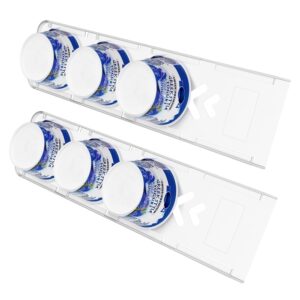 sophico yogurt organizer for fridge, 4 capacity yogurt sliders for refrigerator, yogurt holder with adhesive tapes for 3.75 inch yogurt, greek and vegan yogurt (transparent,2 pack)