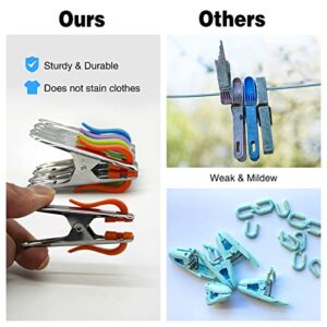 Clothespins with Hooks, Heavy Duty Colorful Outdoor Clothes Pins for Hanging and Clipping Laundry and Clothes, Multicolor Anti-Rust Spring Hanger Clips - 20PCS【Upgraded Super-Powerful Locking Model】