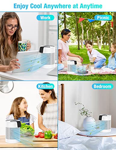 Portable Air Conditioner Fan, 4-In-1 Portable AC & Humidifier, AC Unit with 3-Speed 360° Rotation Mini Air Conditioner Personal Air Conditioner Evaporative Air Cooler for Room Car Camping Office