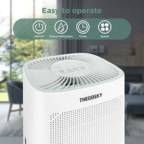 Dehumidifier and Air Purifier Combo,420 sq ft,Air Purifier HEPA H13 Filter,Touch Control,24hrs Auto-Off Timer,54oz Water Tank with Drain Hose for Bedroom Basement,Living Room,Bathroom,RV,Garage