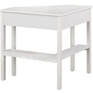 Target Marketing Systems Ellen Corner Desk Drawer and One Storage Shelf for Living Room, Bedroom, or Home Office, Small Computer Table, 42" W x 30" H, White