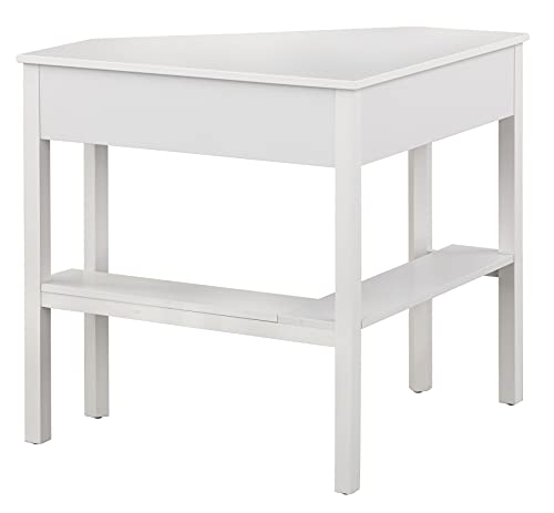 Target Marketing Systems Ellen Corner Desk Drawer and One Storage Shelf for Living Room, Bedroom, or Home Office, Small Computer Table, 42" W x 30" H, White