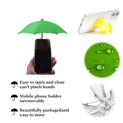 4pcs Mobile Phone Holder with Sun Umbrella - Phone Umbrella Suction Cup Stand, Desktop Piggy Phone Holder,Durable Mobile Phone Suction Cup Holder Outdoor Sun Umbrella Mobile Phone Holder(yellow-green)