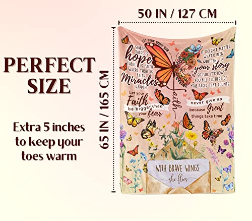 InnoBeta Butterfly Gifts for Women, Girls - Inspirational Butterfly Themed Gifts for Adult - Butterfly Blanket for Birthday, Christmas - Butterfly Faith - Flannel Fleece Plush Blanket - 50"x 65"