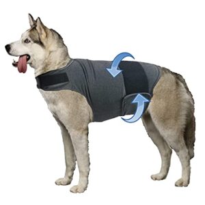 hchyey dog anxiety jacket, skin-friendly dog calming shirt - dog coat for thunder, fireworks and separation - keep pet calm without medicine & training, anti anxiety vest for dogs (dark grey, xs)