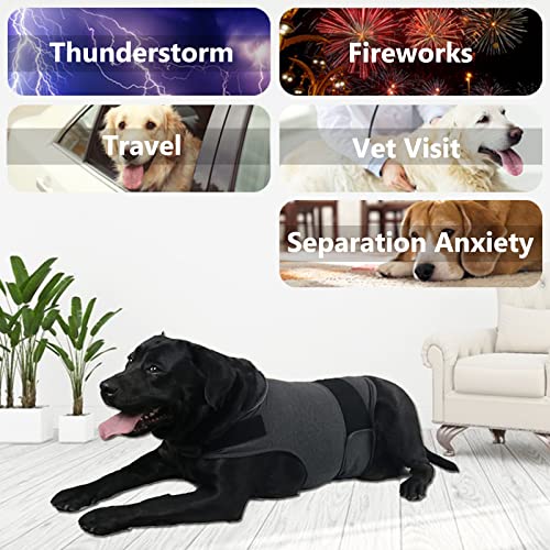 HCHYEY Dog Anxiety Jacket, Skin-Friendly Dog Calming Shirt - Dog Coat for Thunder, Fireworks and Separation - Keep Pet Calm Without Medicine & Training, Anti Anxiety Vest for Dogs (Dark Grey, XS)