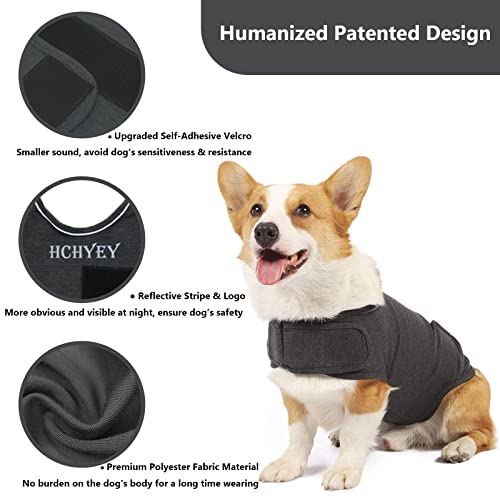 HCHYEY Dog Anxiety Jacket, Skin-Friendly Dog Calming Shirt - Dog Coat for Thunder, Fireworks and Separation - Keep Pet Calm Without Medicine & Training, Anti Anxiety Vest for Dogs (Dark Grey, XS)