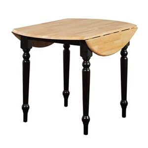 target marketing systems inch round drop leaf table with turned spindle legs for small spaces and apartments, made of solid rubberwood, expands from 26" to 40", black