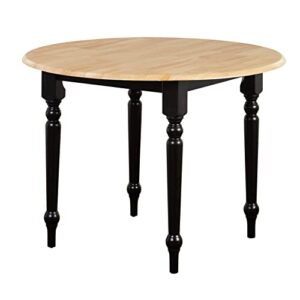 Target Marketing Systems Inch Round Drop Leaf Table with Turned Spindle Legs for Small Spaces and Apartments, Made of Solid Rubberwood, Expands from 26" to 40", Black