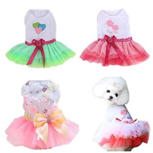 clopon dog dress puppy birthday clothes for medium yorkie dogs christmas tiny girl floral princess dress l