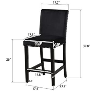 DHHU 5 Piece Furniture, Counter Height Set, Square 1 Faux Marble Dining Table and 4 Upholstered-Seat Chairs, Black+White