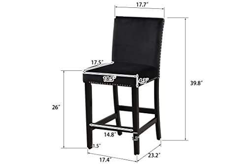 DHHU 5 Piece Furniture, Counter Height Set, Square 1 Faux Marble Dining Table and 4 Upholstered-Seat Chairs, Black+White