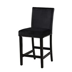 DHHU 5 Piece Furniture, Counter Height Set, Square 1 Faux Marble Dining Table and 4 Upholstered-Seat Chairs, Black+White