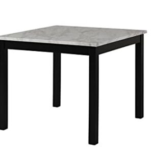 DHHU 5 Piece Furniture, Counter Height Set, Square 1 Faux Marble Dining Table and 4 Upholstered-Seat Chairs, Black+White