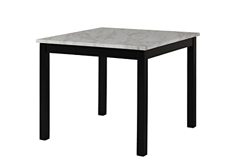 DHHU 5 Piece Furniture, Counter Height Set, Square 1 Faux Marble Dining Table and 4 Upholstered-Seat Chairs, Black+White