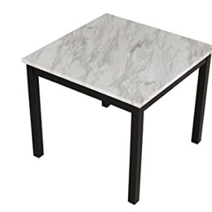 DHHU 5 Piece Furniture, Counter Height Set, Square 1 Faux Marble Dining Table and 4 Upholstered-Seat Chairs, Black+White