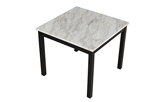 DHHU 5 Piece Furniture, Counter Height Set, Square 1 Faux Marble Dining Table and 4 Upholstered-Seat Chairs, Black+White