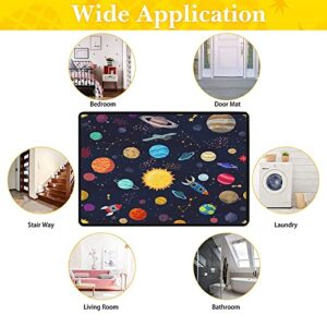 Non Slip Large Area Rugs Durable Thick Floor Mat Doormats Cartoon Space Planets and Spaceships Pattern Printed Floor Pad Rugs Living Room Bedroom Carpet Standing Mat Home Decor 60"x40"