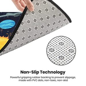 Non Slip Large Area Rugs Durable Thick Floor Mat Doormats Cartoon Space Planets and Spaceships Pattern Printed Floor Pad Rugs Living Room Bedroom Carpet Standing Mat Home Decor 60"x40"