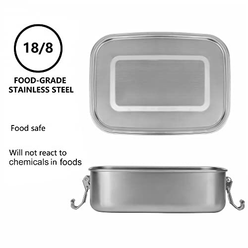 Stainless Steel Lunch Box - 1100ml, Eco & Recyclable Food Container, Leakproof & Dishwasher Safe, BPA Free, On-the-Go Eating Design for Adults & Teens