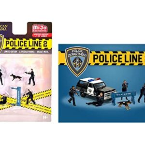 Police Line 2" 6 pc Diecast Set (4 Police Figures, 1 Dog Figure and 1 Accessory) Ltd Ed to 4800 pcs for 1/64 Scale Models by American Diorama 76497