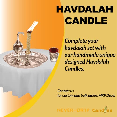 NEVER-DRIP Havdalah Candle - Dripless and Smokeless Beeswax Havdalah Candle - Handmade Braided Shabbat Candles, Mini Havdalah Candle For Travel and Jewish Gifts - 4" - Burns 8 Minutes - 2 Pack