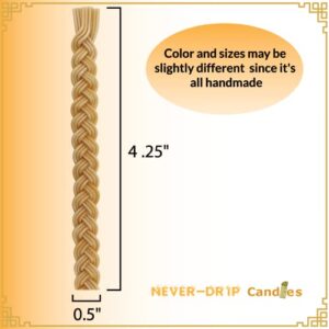 NEVER-DRIP Havdalah Candle - Dripless and Smokeless Beeswax Havdalah Candle - Handmade Braided Shabbat Candles, Mini Havdalah Candle For Travel and Jewish Gifts - 4" - Burns 8 Minutes - 2 Pack